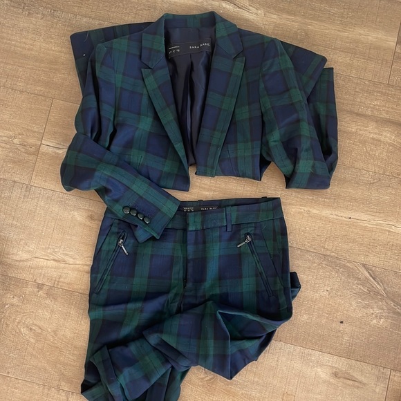 Jackets & Coats | Zara Matching Checkered Pants And Blazer | Poshmark